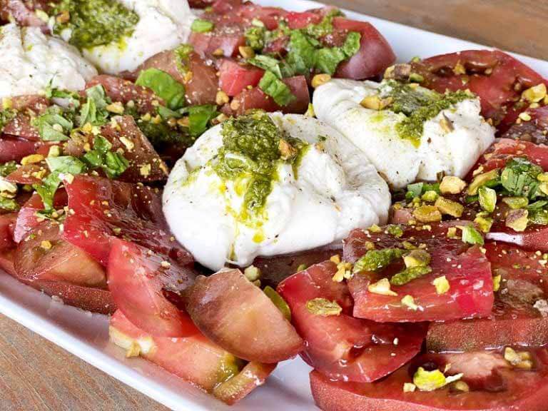 Recipe: Summer Tomatoes with Burrata Cheese + Pesto | StyleBlueprint
