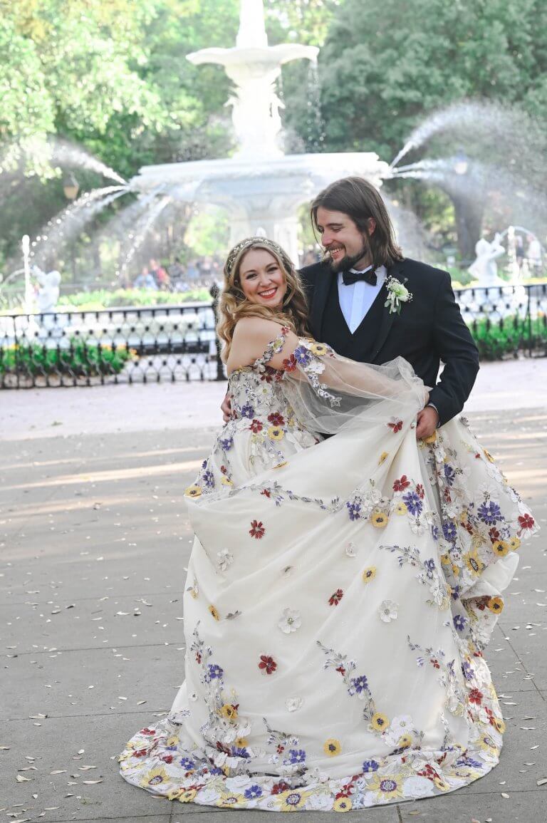 A Stunning GA Wedding With Charm & A Floral Wedding Dress