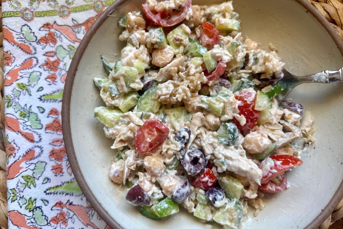 5-Minute Greek Chicken Rice Bowl (35g Protein, High-Fiber Lunch ...